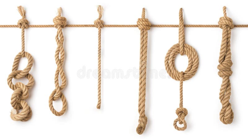 A Set of Ropes of Different Thicknesses with Different Knots Stock ...