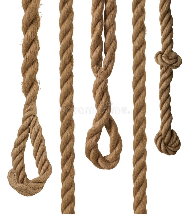 A Set of Ropes of Different Thicknesses with Different Knots Stock ...