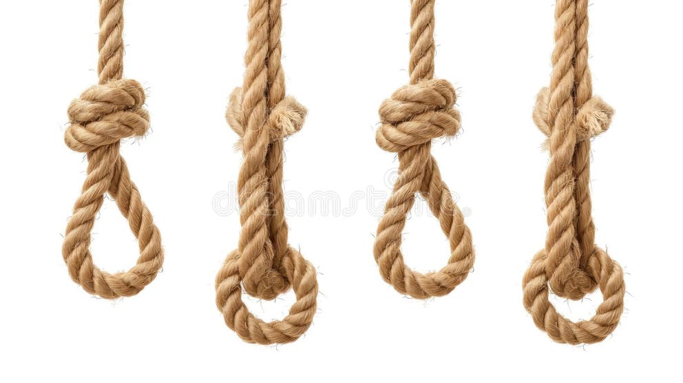 A Set of Ropes of Different Thicknesses with Different Knots Stock ...