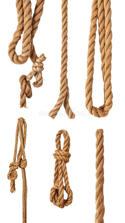 A Set of Ropes of Different Thicknesses with Different Knots Stock ...