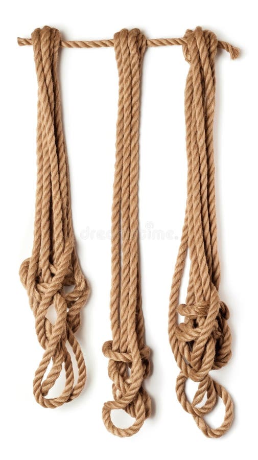 A Set of Ropes of Different Thicknesses with Different Knots Stock ...