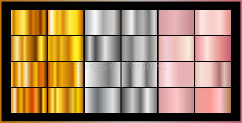 Set of Rose Gold Silver Gradients, Texture Stock Vector - Illustration ...