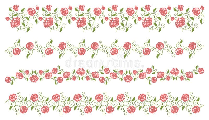 Set of roses borders stock vector. Illustration of rose - 20407627