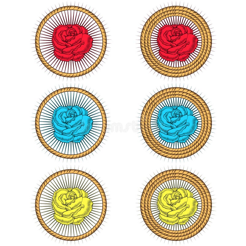 Set. Roses and rope frames stock vector. Illustration of blossom - 99269749