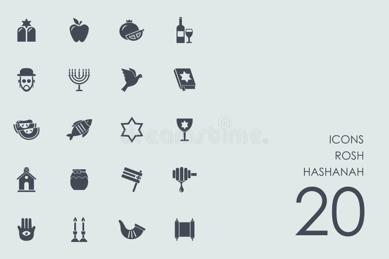 Set of Rosh Hashanah icons stock vector. Illustration of diversity ...