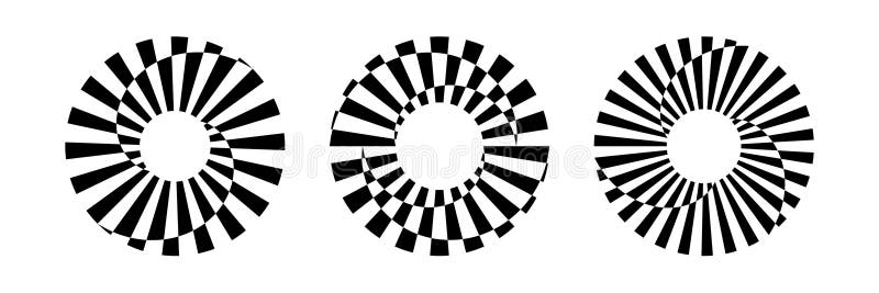 Set of Rotating Circular Black and White Design Elements Stock Vector ...