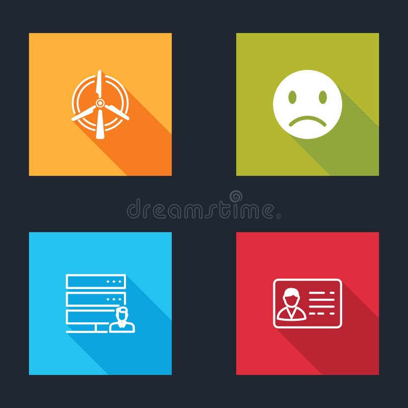 Set Rotating Wind Turbine, Sad Smile, Customer Care Server and ...