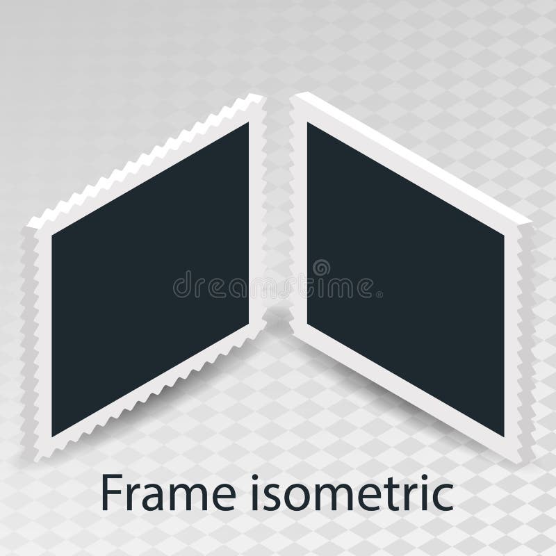 Set of Rotational Concept Isometric Cube with Retro Photo Frame, Double ...