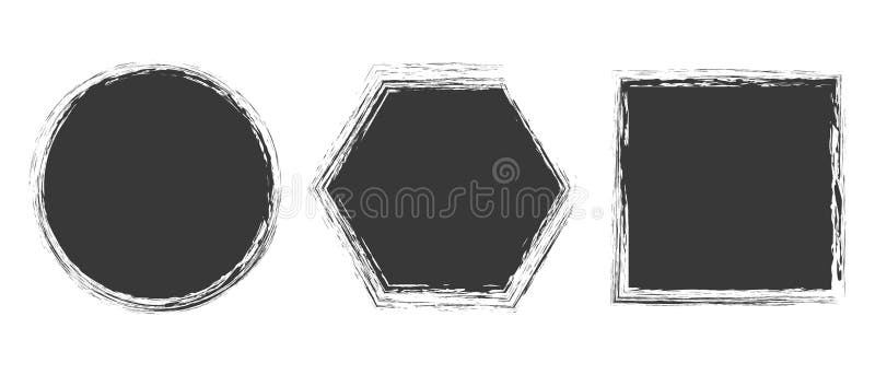 Set of Rough Geometric Shapes Silhouettes, Vector Grunge Brush Strokes ...