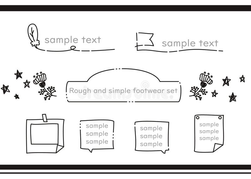 Set of Rough Handwritten Style Frames and Footnotes Drawn with Simple ...