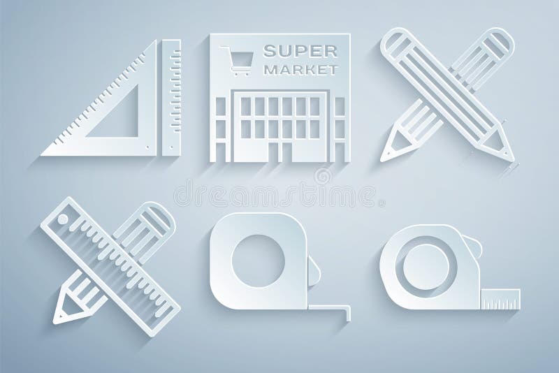 Set Roulette Construction, Crossed Pencil, Ruler and, Supermarket ... Set Roulette Construction, Crossed Pencil, Ruler and, Supermarket ...