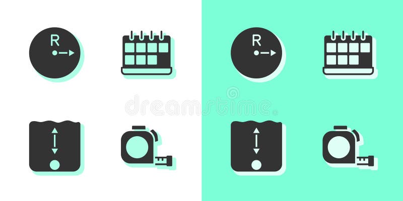 Set Roulette Construction, Radius, Depth Measurement and Calendar Icon ... Set Roulette Construction, Radius, Depth Measurement and Calendar Icon ...