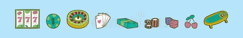 Set of Roulette Table Cartoon Icon Design Template with Various Models ...