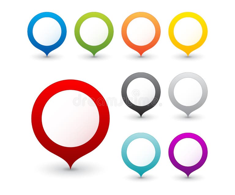 Set of Round 3D Map Pointers Stock Vector - Illustration of purple, orange: 27405191