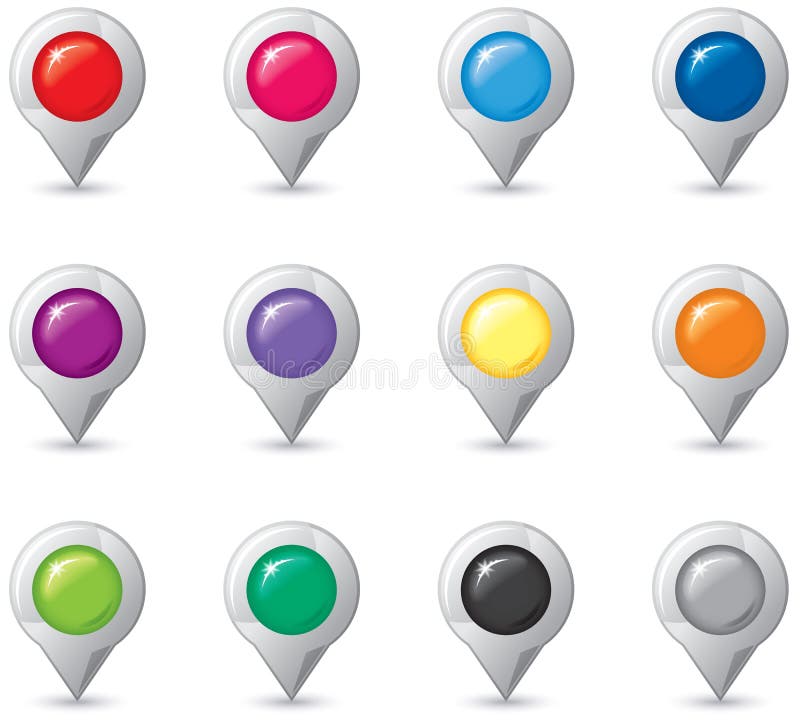 Set of Round 3D Map Pointers Stock Vector - Illustration of pointer ...
