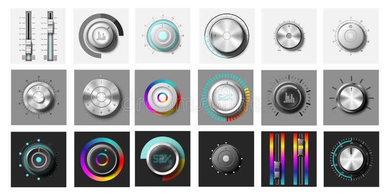 Set of Round Adjustment Dial Stock Vector - Illustration of collection, panel: 233720659