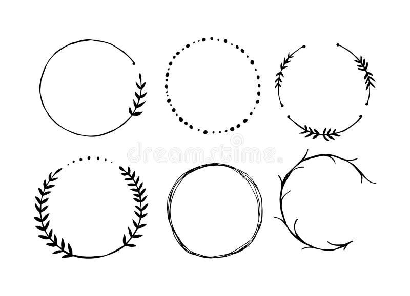 Set of Round Botanical Frames. Dimensional Minimalist Frames Stock ...