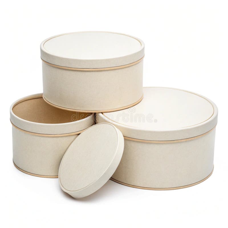Round Boxes Mockup Front and Right View Isolated on White Background ...