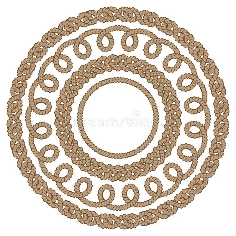 Set of Round Brown Rope Frames Stock Vector - Illustration of sling ...