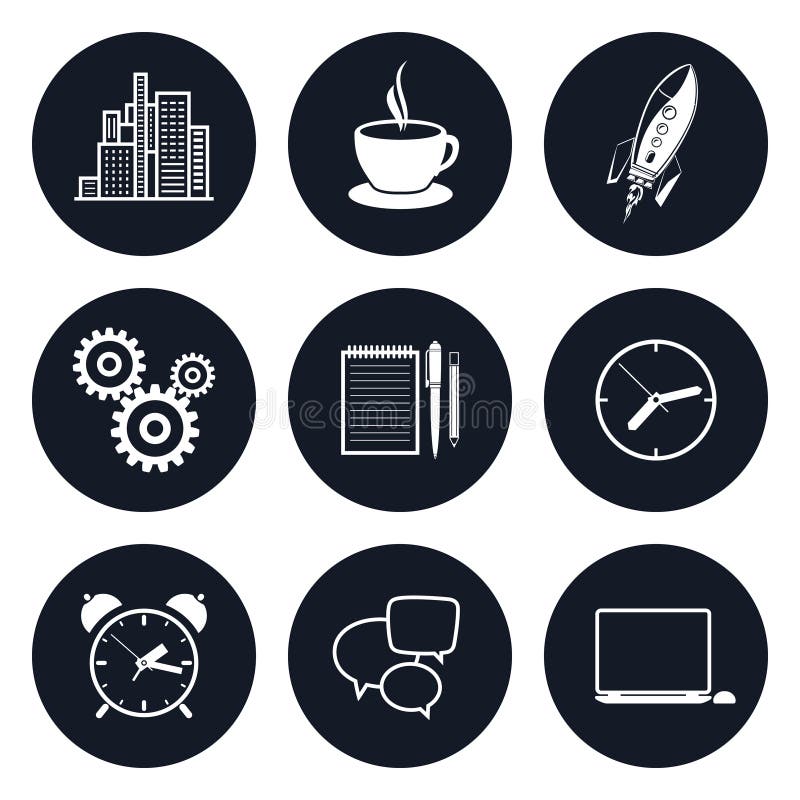 Set of Round Business Icons, Team Work Stock Vector - Illustration of ...