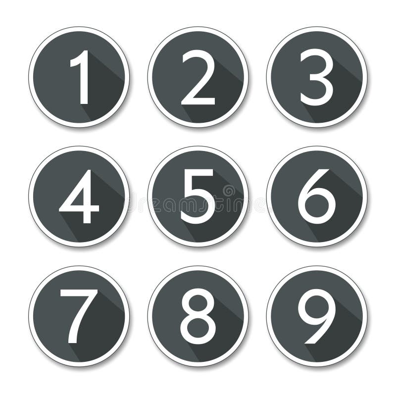 Set of Round Buttons with Numbers from 1 To 9 Icon Vector. Numbers ...