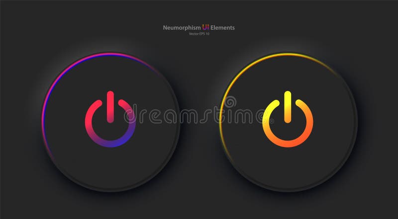 A Set of Round Buttons with the Power Symbol in Black. User Interface ...