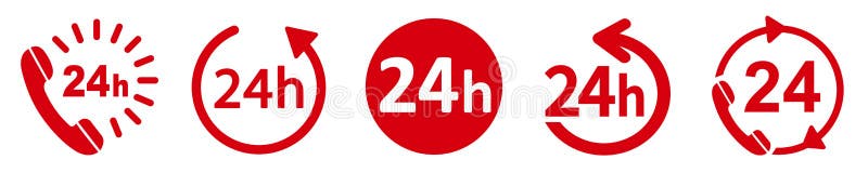 Set Round-the-clock Support Icons, Twenty Four Hours - Vector Stock ...