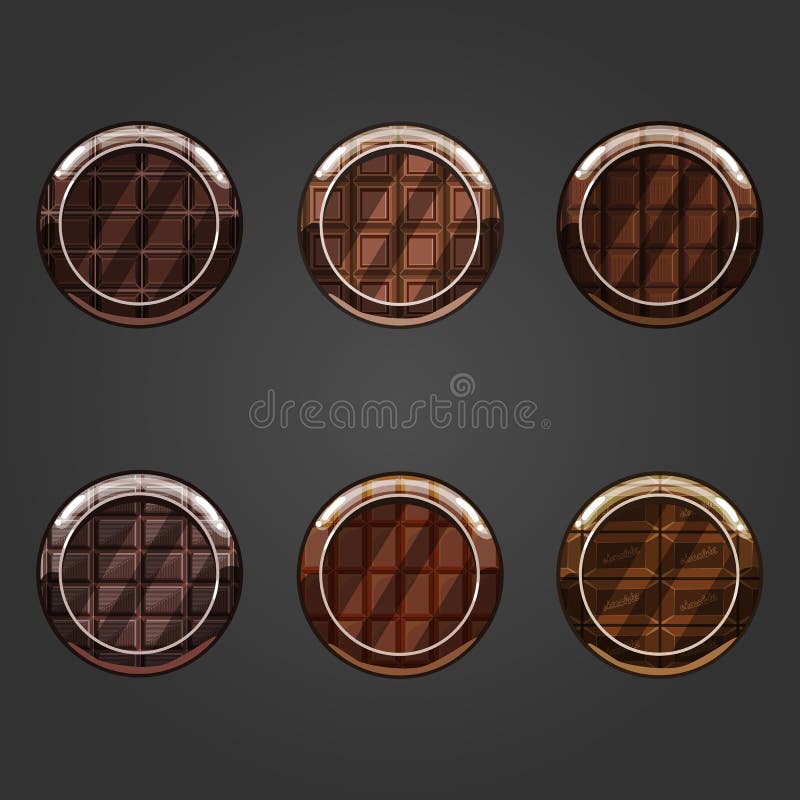Set of Round Concave Chocolate Buttons Stock Illustration ...
