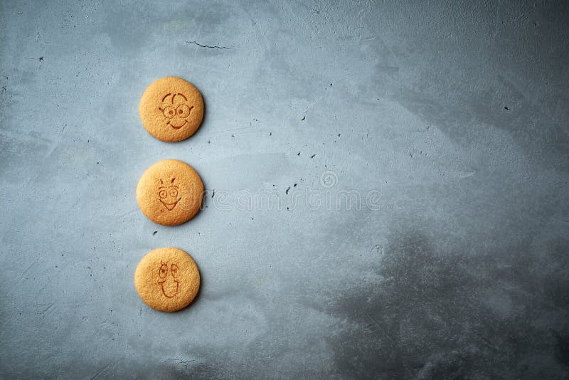 Set of Round Cookies with Different Emotions, Faces with Emotions Stock ...