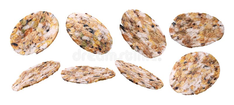 A Set of Round Crispbread. Isolated on a White Background Stock Photo ...