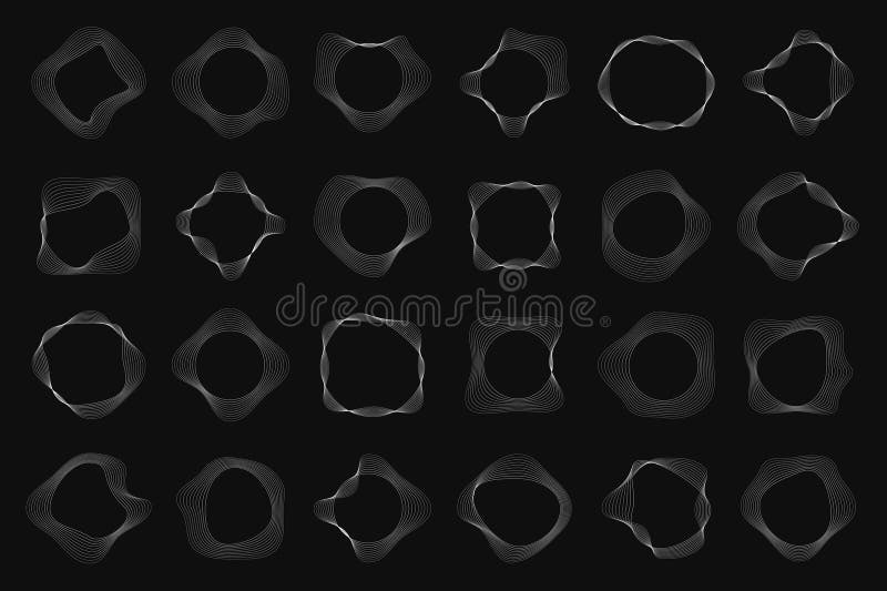 Set of Round Curved Frames with Dynamic Wavy Stripes Stock Vector ...