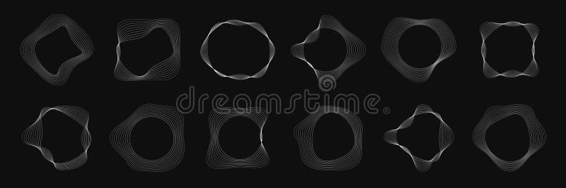 Set of Round Curved Frames with Dynamic Wavy Stripes Stock Vector ...
