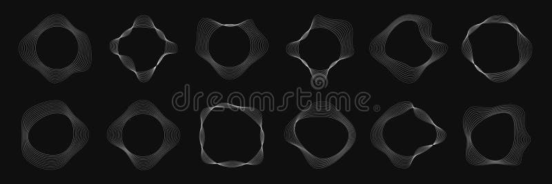 Set of Round Curved Frames with Dynamic Wavy Stripes Stock Vector ...