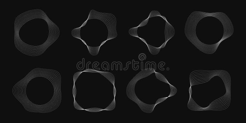 Set of Round Curved Frames with Dynamic Wavy Stripes Stock Vector ...