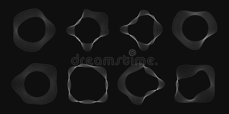 Set of Round Curved Frames with Dynamic Wavy Stripes Stock Vector ...