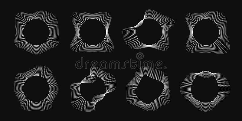 Set of Round Curved Frames with Dynamic Wavy Stripes Stock Illustration ...