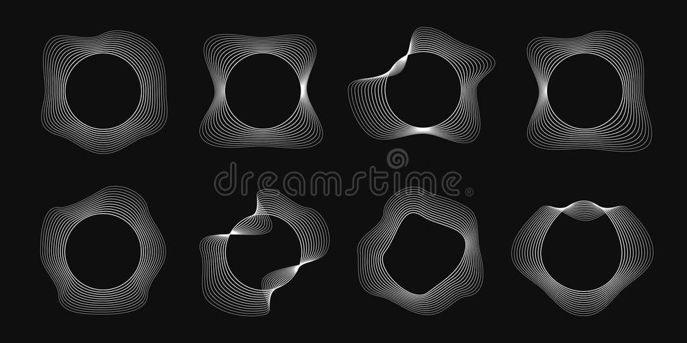 Set of Round Curved Frames with Dynamic Wavy Stripes Stock Illustration ...