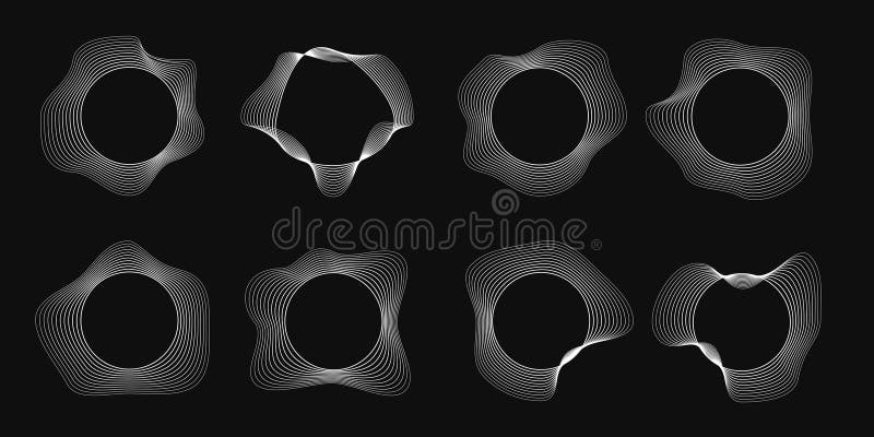 Set of Round Curved Frames with Dynamic Wavy Stripes Stock Vector ...