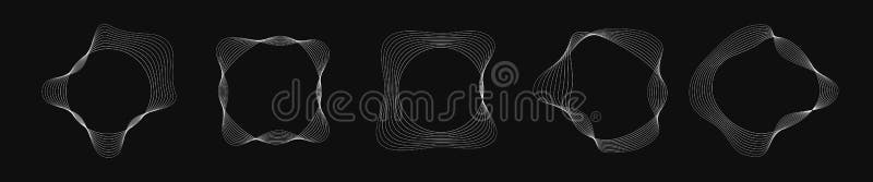 Set of Round Curved Frames with Dynamic Wavy Stripes Stock Vector ...