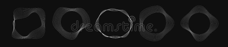 Set of Round Curved Frames with Dynamic Wavy Stripes Stock Vector ...