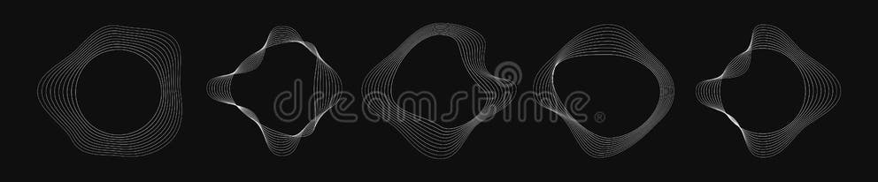 Set of Round Curved Frames with Dynamic Wavy Stripes Stock Vector ...