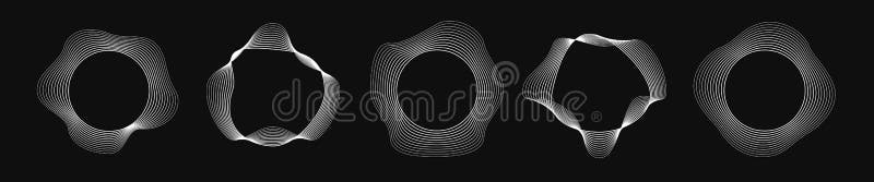Set of Round Curved Frames with Dynamic Wavy Stripes Stock Illustration ...