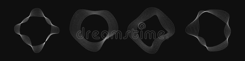 Set of Round Curved Frames with Dynamic Wavy Stripes Stock Illustration ...