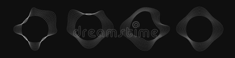 Set of Round Curved Frames with Dynamic Wavy Stripes Stock Illustration ...