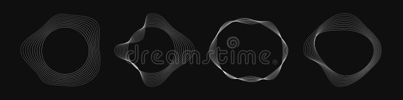 Set of Round Curved Frames with Dynamic Wavy Stripes Stock Vector ...