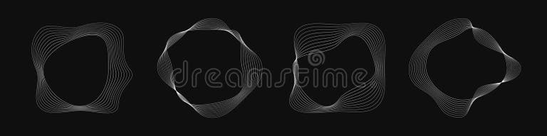 Set of Round Curved Frames with Dynamic Wavy Stripes Stock Illustration ...