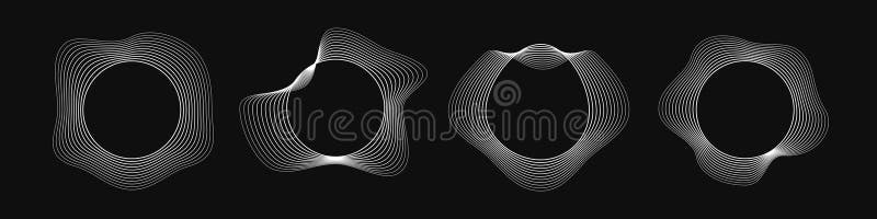 Set of Round Curved Frames with Dynamic Wavy Stripes Stock Illustration ...