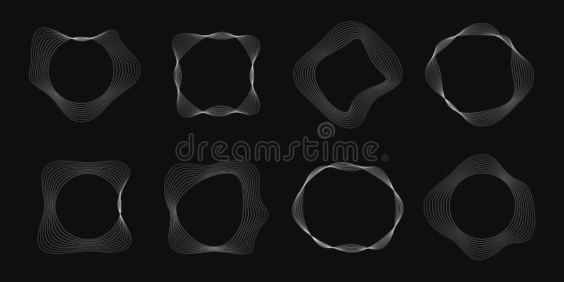 Set of Round Curved Frames with Dynamic Wavy Stripes Stock Vector ...