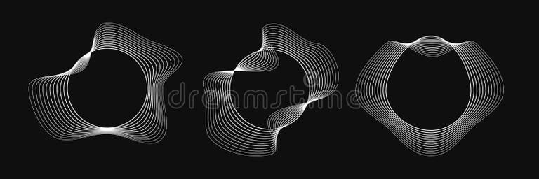 Set of Round Curved Frames with Dynamic Wavy Stripes Stock Illustration ...