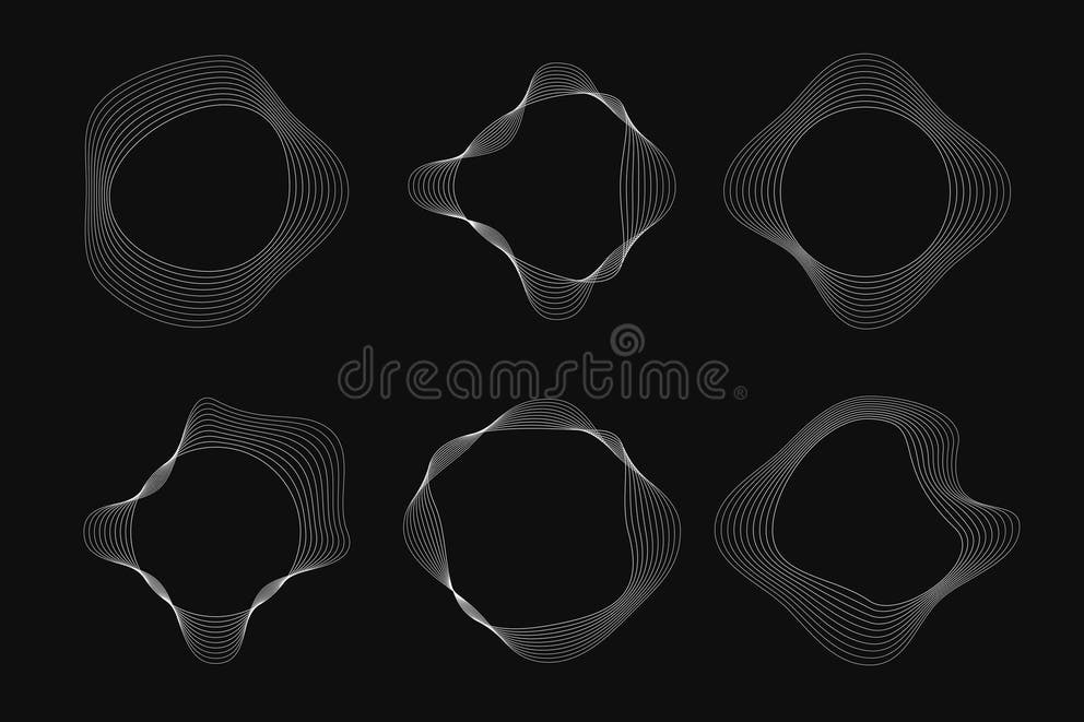 Set of Round Curved Frames with Dynamic Wavy Stripes Stock Vector ...